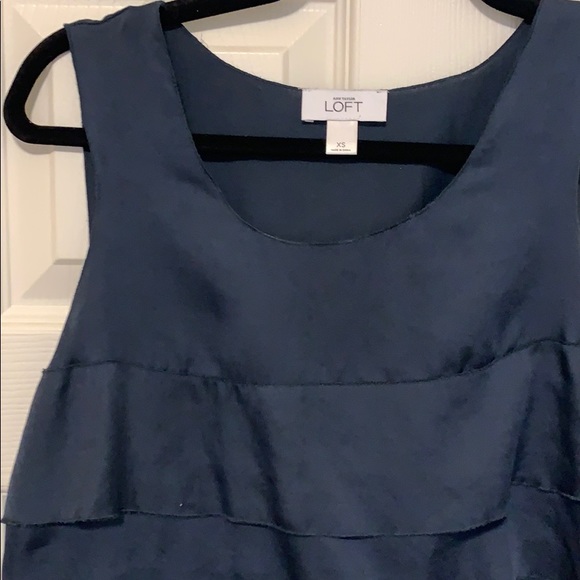 LOFT | Tops | Navy Blue Loft Ruffle Tank | Poshmark